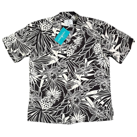 Shirts | Cora Spearman Mens L Hawaiian Aloha Shirt Black White Made In ...